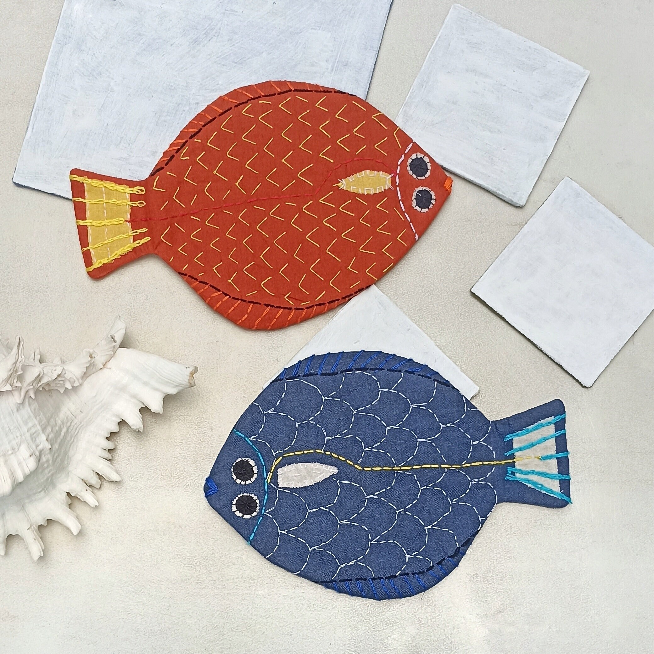 Linen Fish Clutch Bag, Flatfish, Halibut, Flounder Bag, Embroidered ...