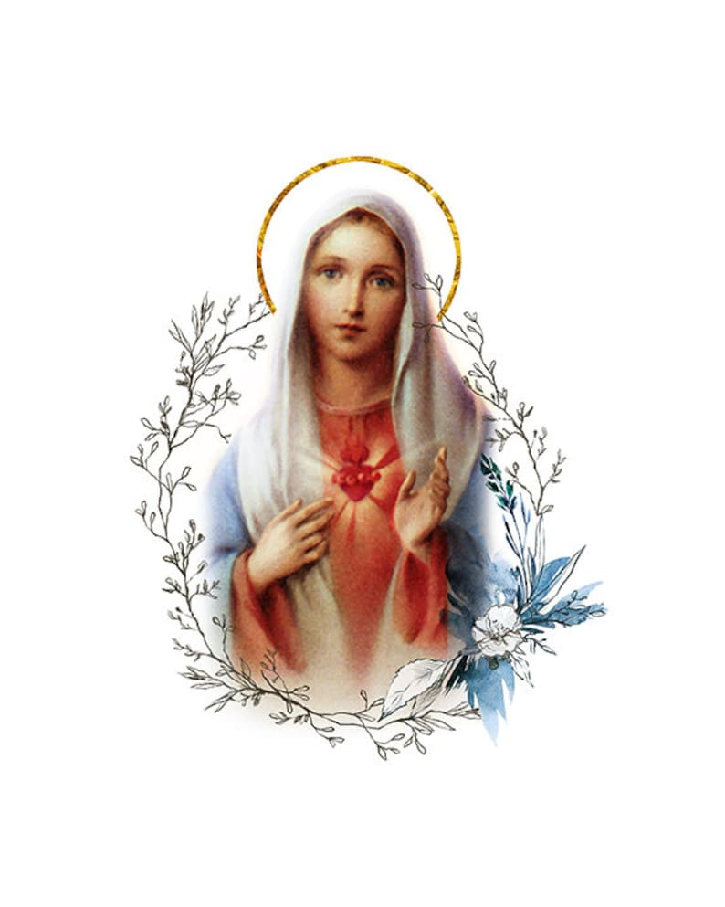 Immaculate Heart of Mary Printable Catholic Image Blessed | Etsy