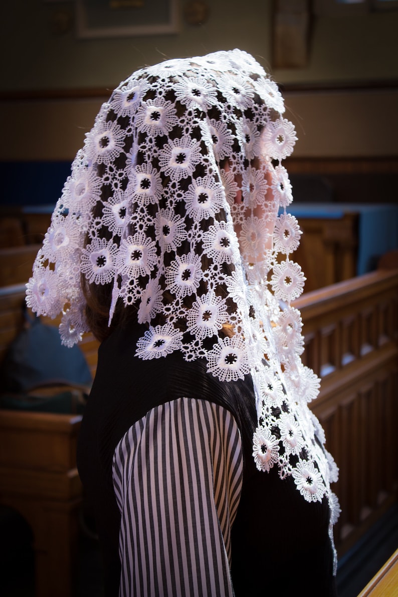 Crocheted Lace White Mantilla Chapel Veil Catholic Veils for | Etsy