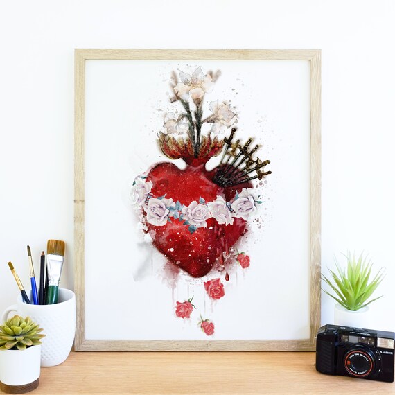 Sorrowful Heart of Mary Printable Image Immaculate Heart | Etsy