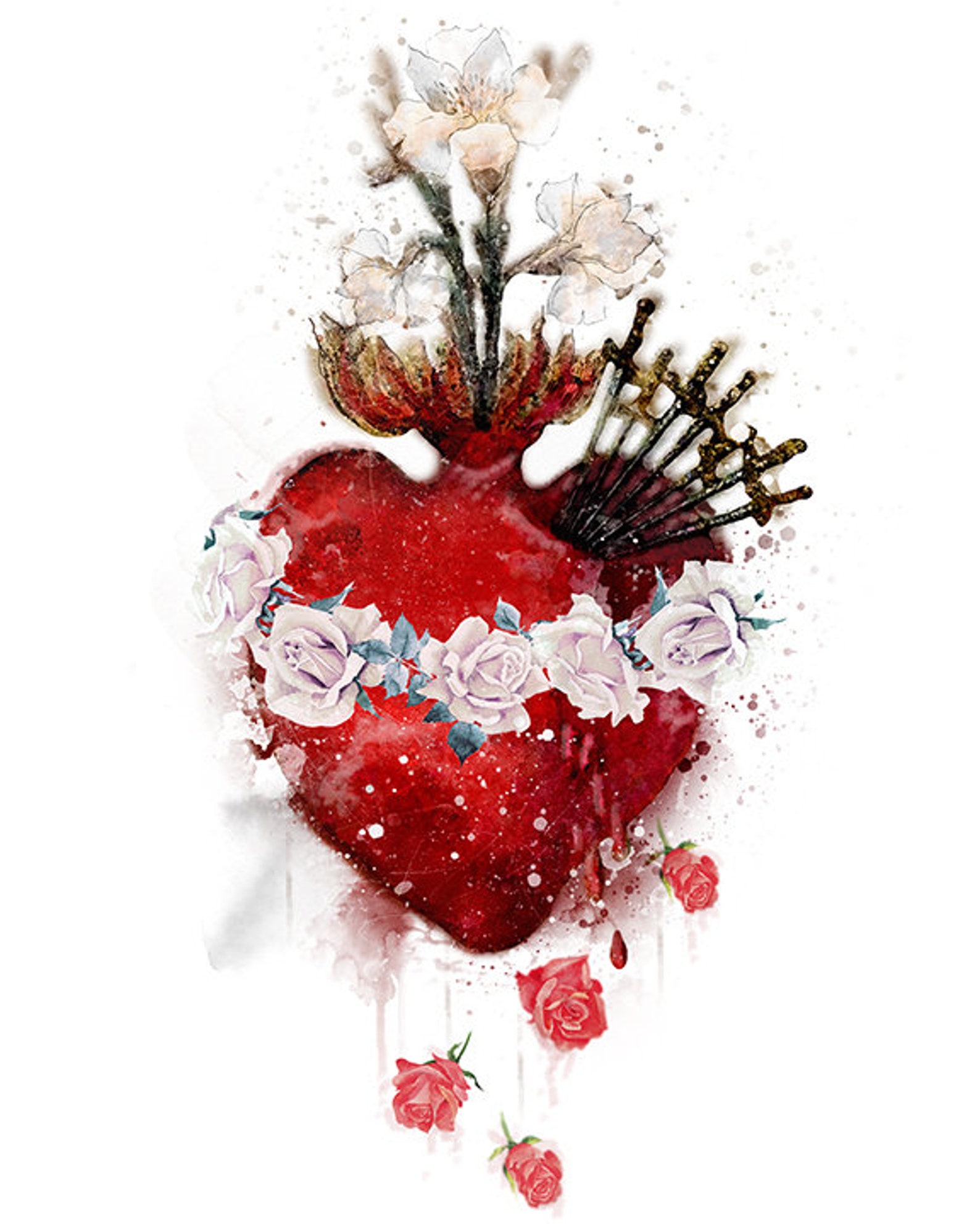 Sorrowful Heart of Mary Printable Image Immaculate Heart | Etsy