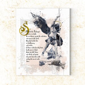 Saint Michael the Archangel Prayer Stretched Canvas Art Print ...