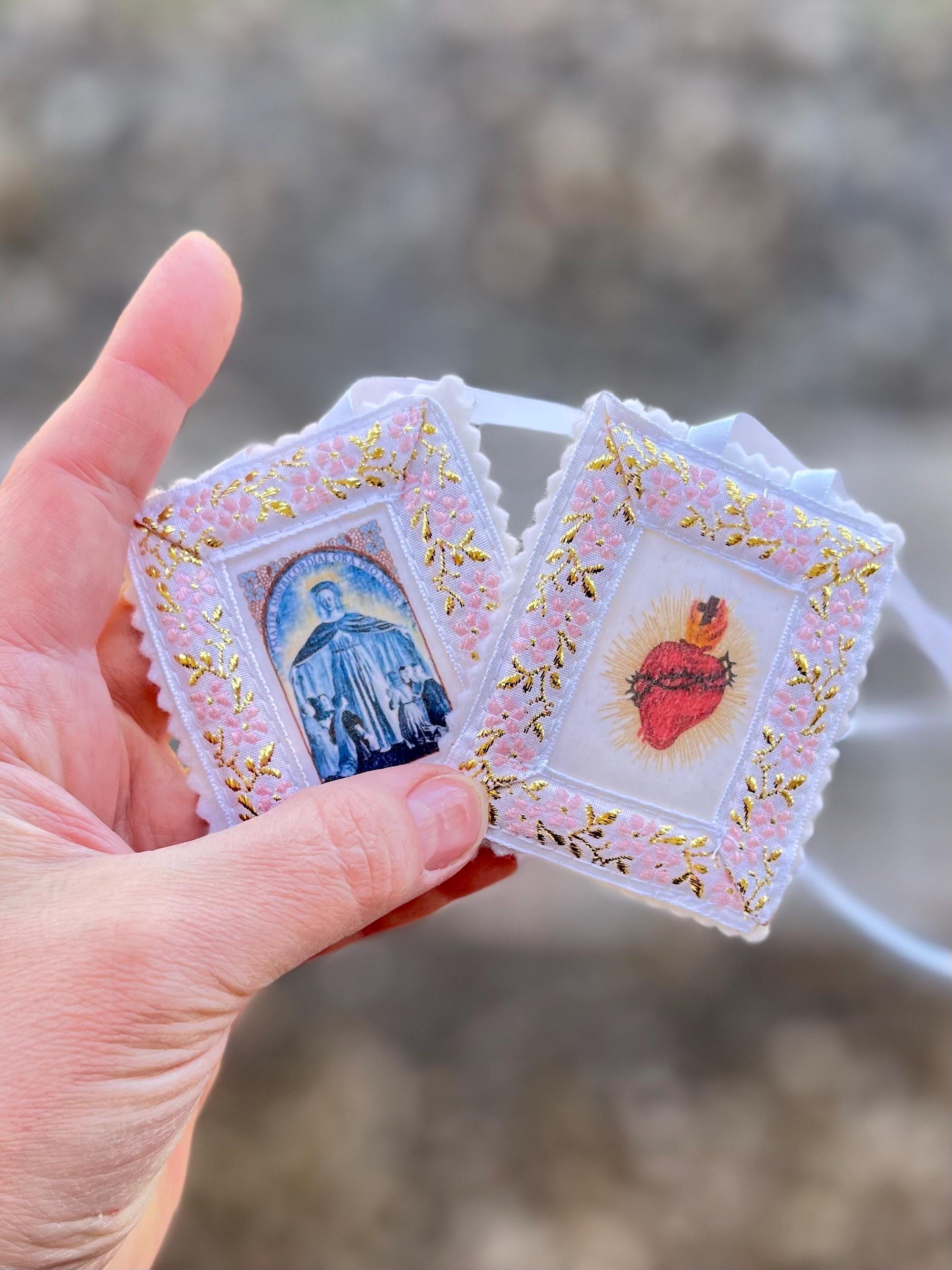 Sacred Heart of Jesus Large White Scapular, Handmade Embroidered Wool ...
