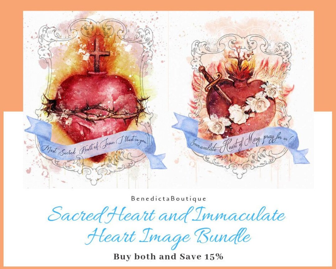 Sacred Heart of Jesus + Immaculate Heart of Mary Printable Bundle ...
