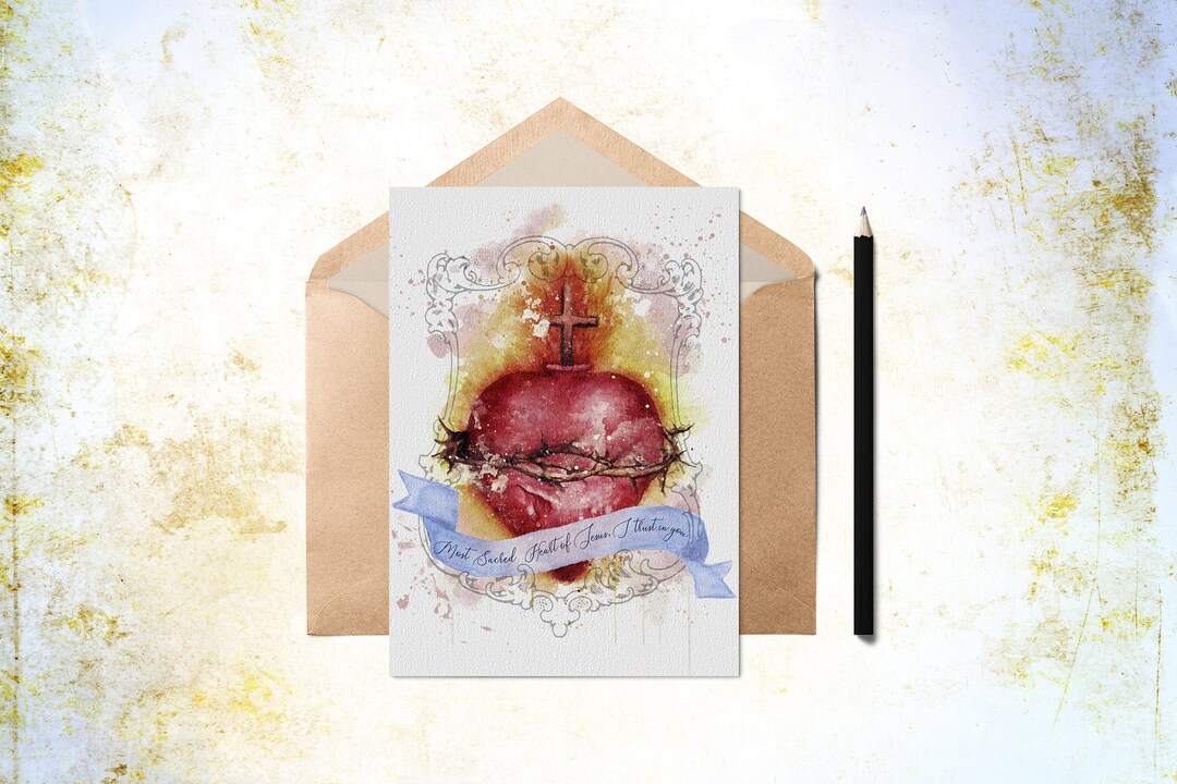 Most Sacred Heart of Jesus Card Size 4x6 Printable Image, Sacred Heart ...