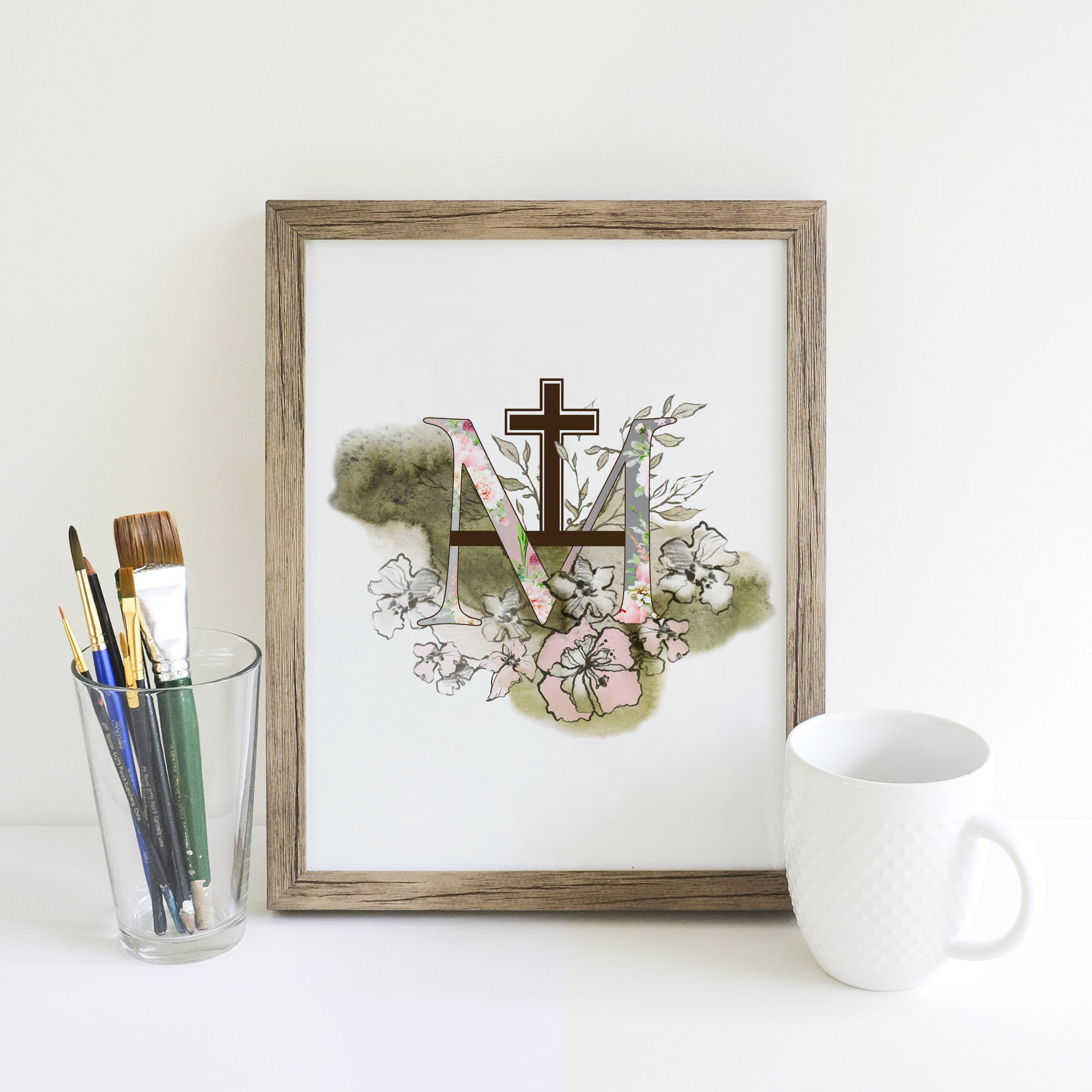 Marian Cross Printable Image Catholic Illustration Art | Etsy