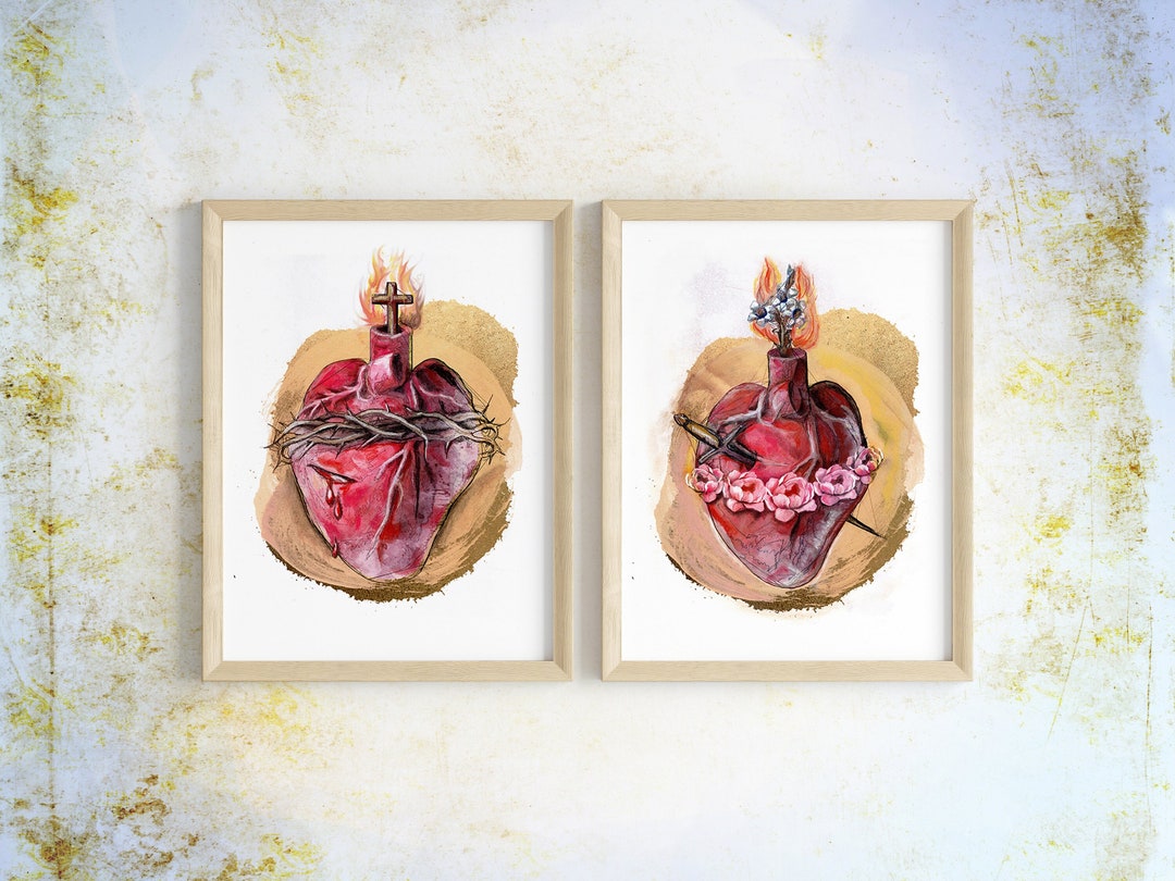 Sacred Heart of Jesus + Immaculate Heart of Mary Printable Bundle, Holy ...