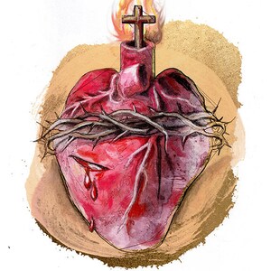 Sacred Heart of Jesus Print: Catholic Watercolor Illustration (digital ...
