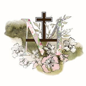 Marian Cross Printable Image, Catholic Illustration Art, Marian ...