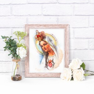 Our Lady of Fatima Catholic Mix Media Art Digital Download Vigin Mary ...