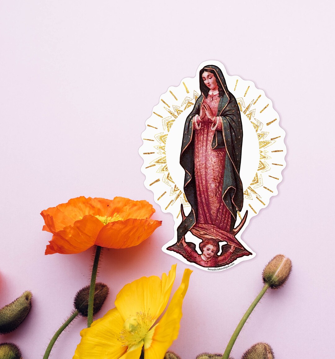 Our Lady of Guadalupe Catholic Glitter Sticker, Catholic Saint Decal ...