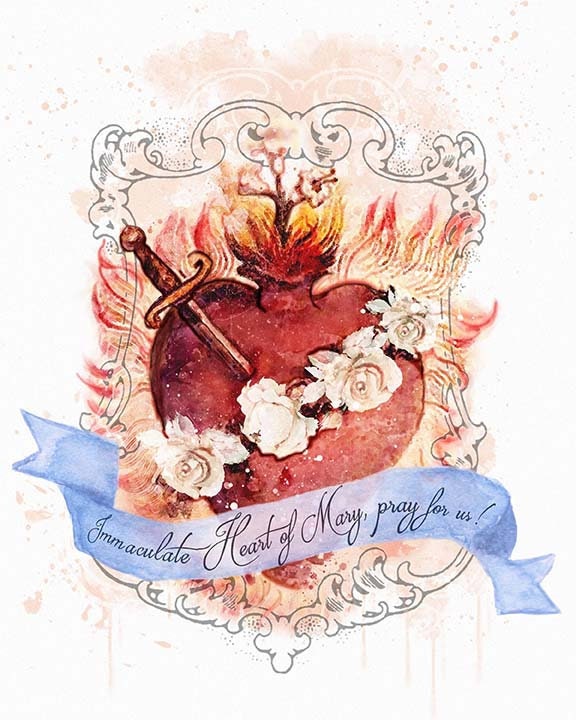 Sacred Heart of Jesus + Immaculate Heart of Mary Printable Bundle ...