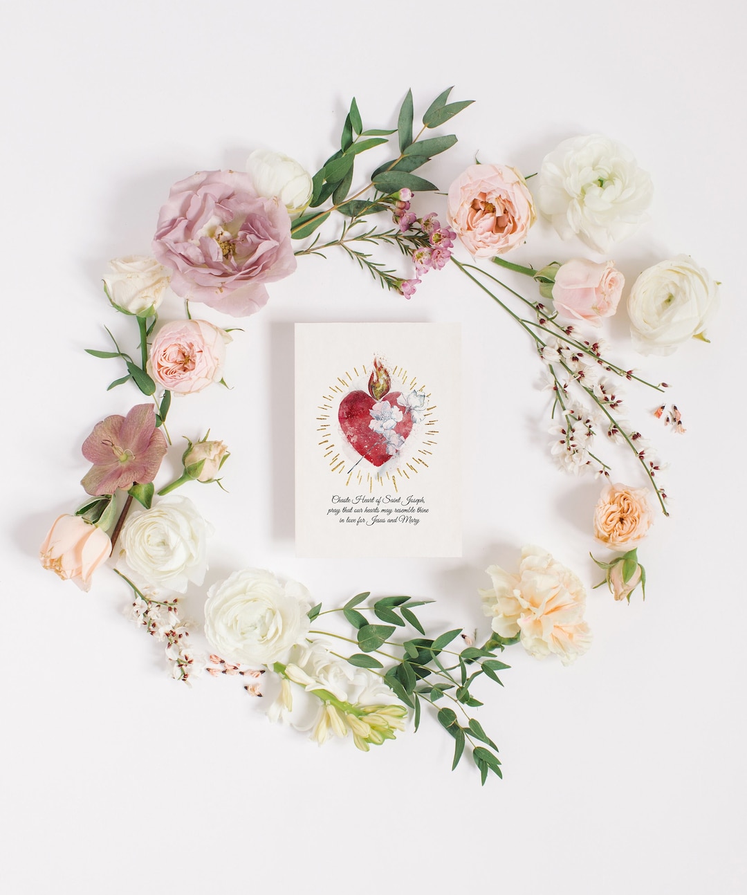 Most Chaste Heart of St. Joseph Prayer Card Sized Printable Image With ...