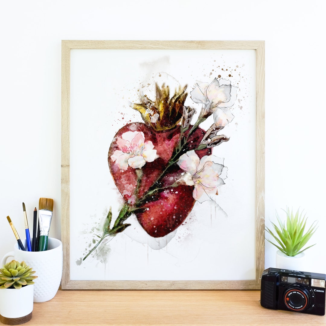 Chaste Heart of St Joseph Printable Image, Catholic Illustration Art ...