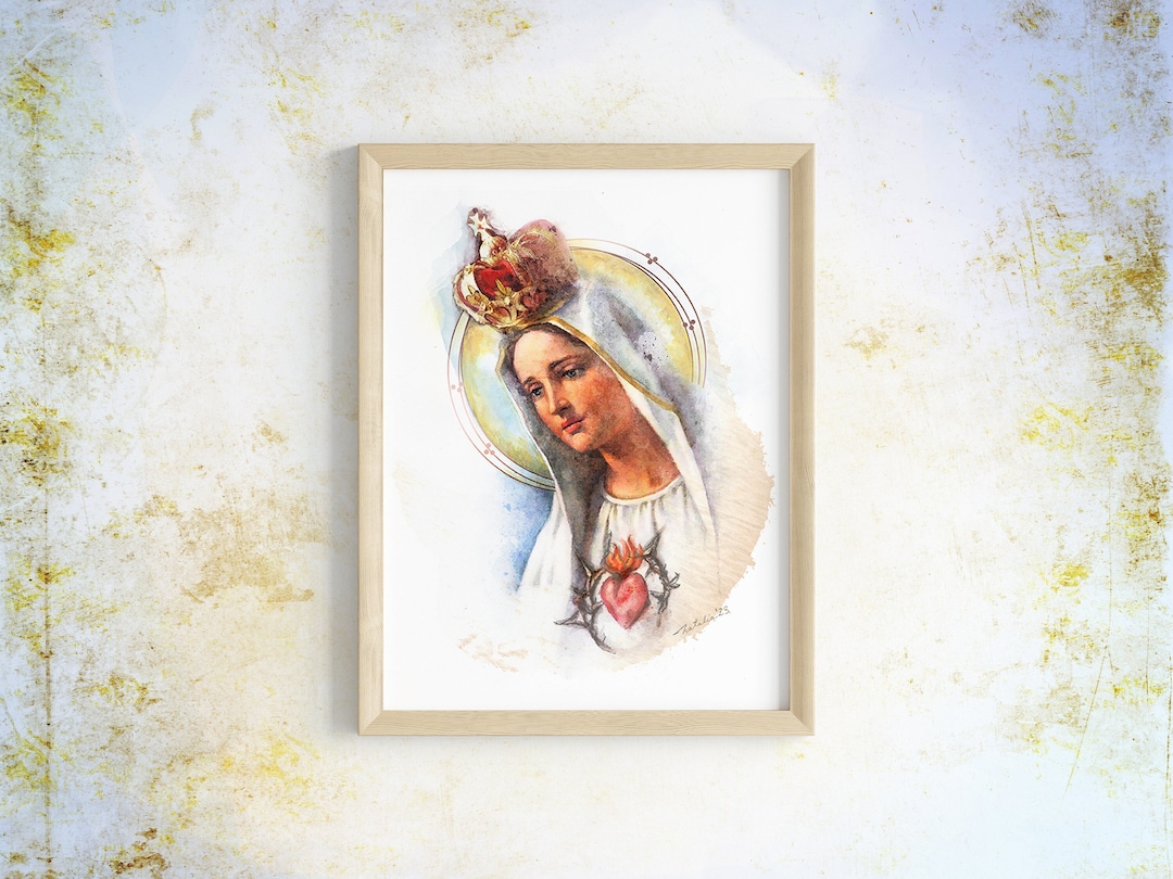 Our Lady of Fatima Catholic Mix Media Art Digital Download Vigin Mary ...