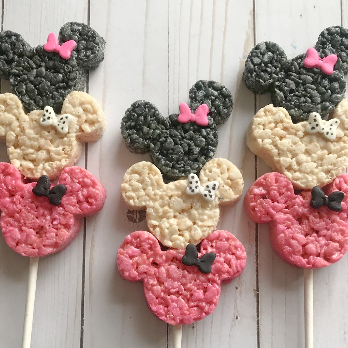 12 Pink & Black Minnie Mouse Rice Crispy Krispie Treats - Etsy