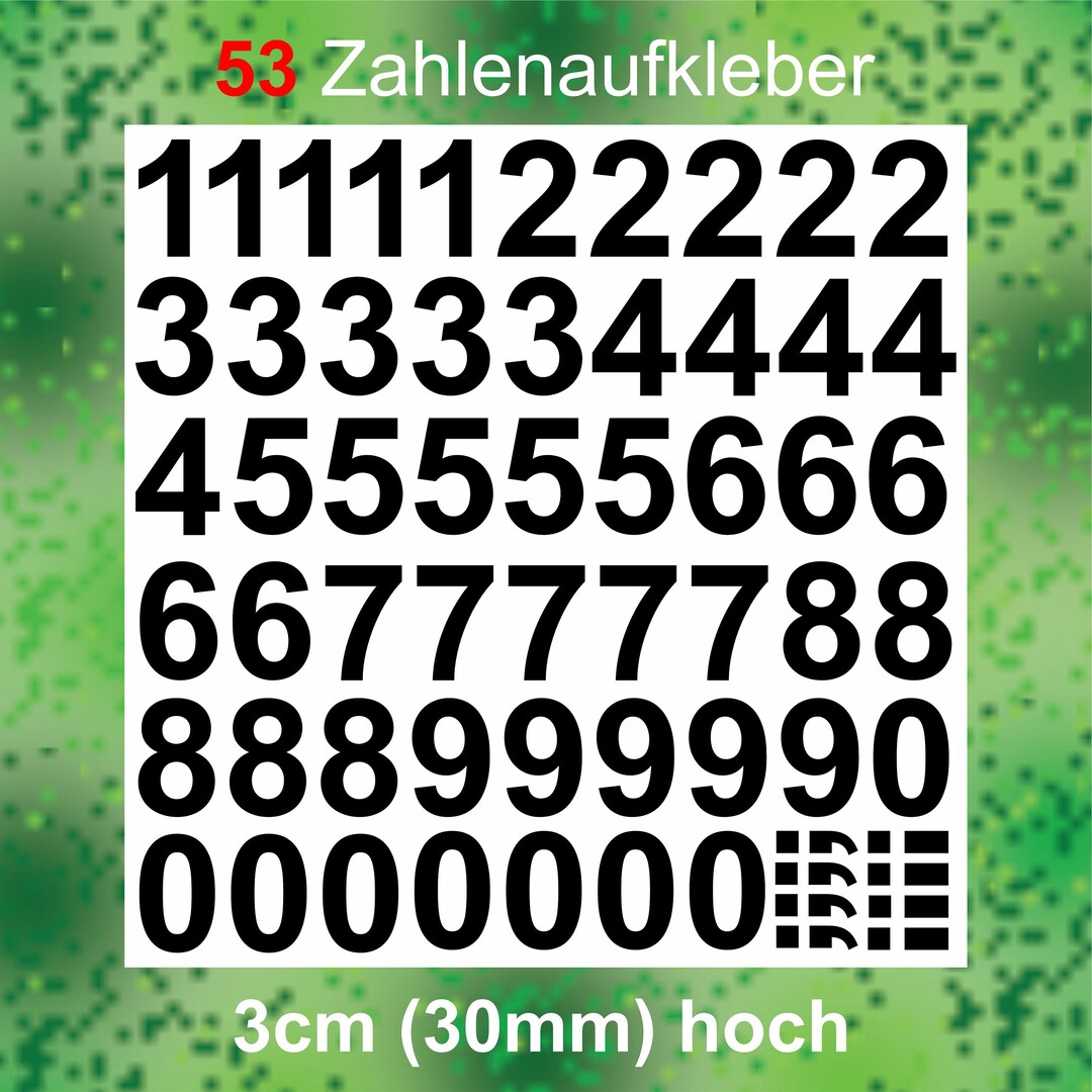 Numbers 3 Cm High, Adhesive Numbers, Digits Number Stickers Stickers ...