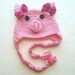 Pink Pig Toddler Girl Hat Pig Baby Hat With Ties Child Pink Pig Beanie ...