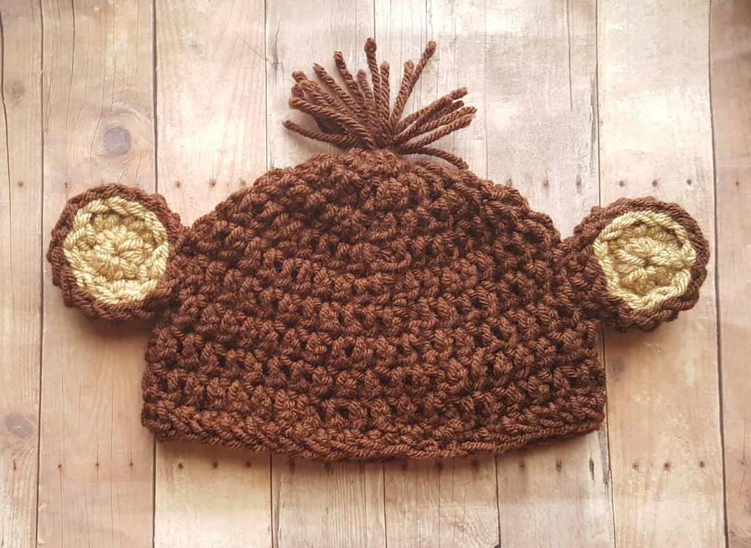 Newborn Baby Monkey Hat, Toddler Monkey Beanie, Crochet Animal Monkey ...