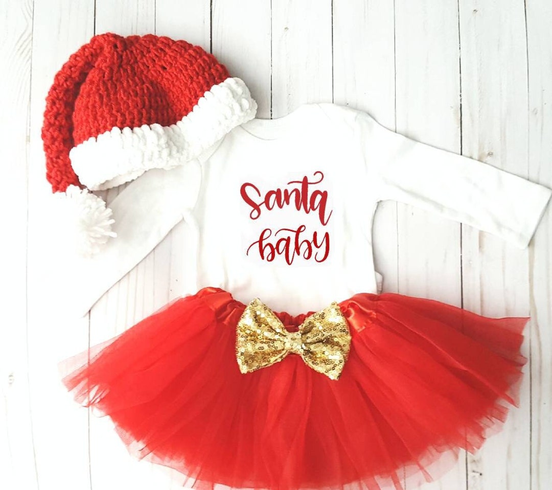Baby Girl Christmas Santa Outfit Newborn Santa Tutu Costume, First ...