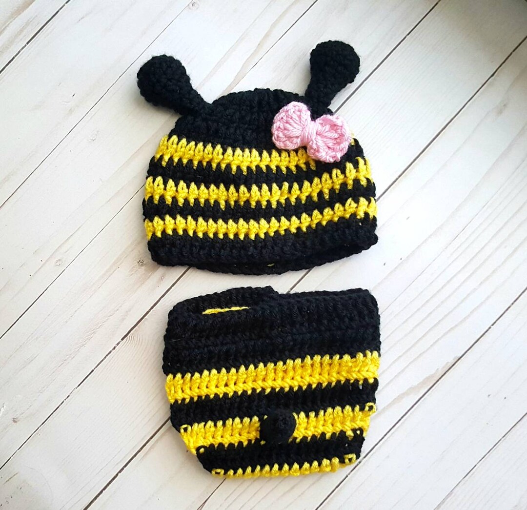 Newborn Baby Bumble Bee Outfit Photo Shoot Prop Costume Yellow - Etsy