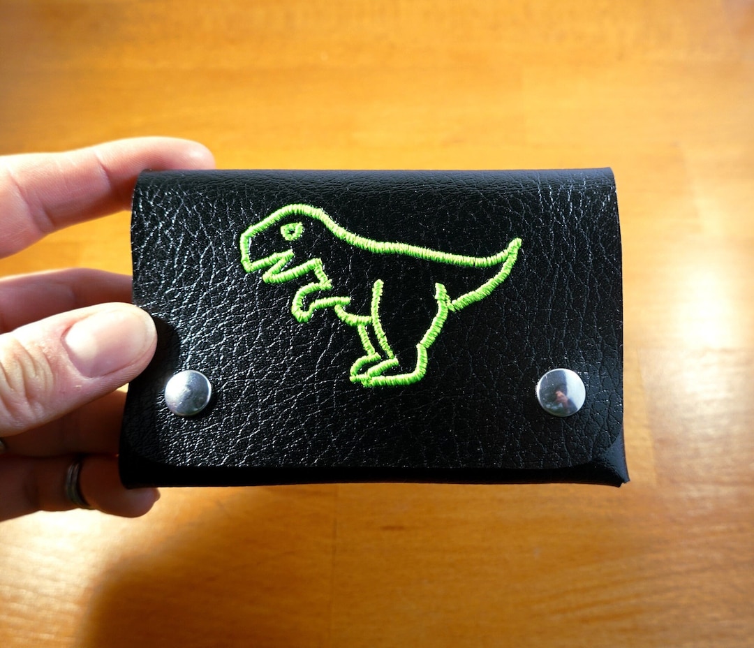 Minimalist Vegan Wallet With a T-rex Pattern - Etsy