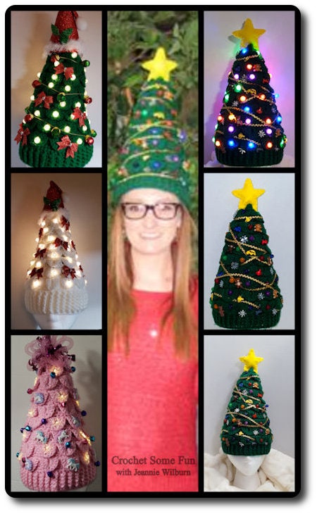 Christmas Tree Hat With Lights in Sizes Child - Teen / Adult Crochet ...