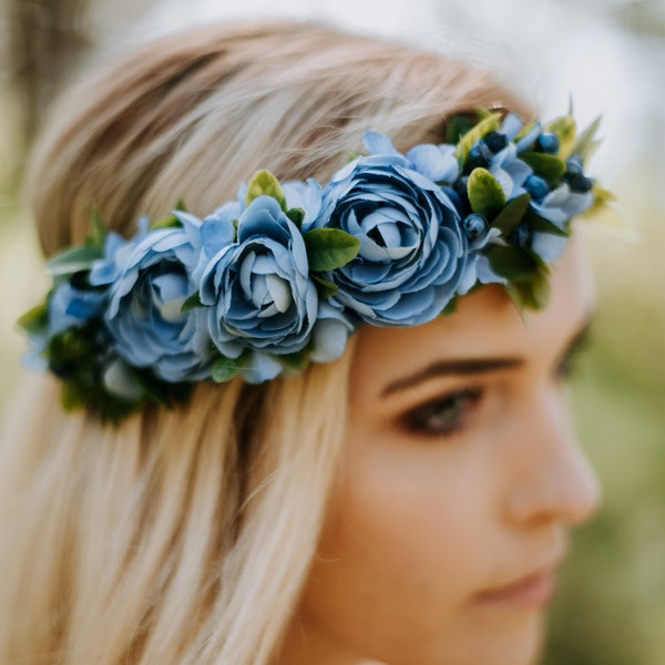 Blue Flower Crown - Etsy