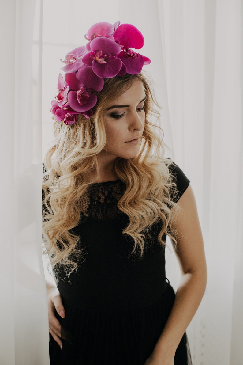 Orchid headband Purple Orchid Fascinator Flower headband | Etsy