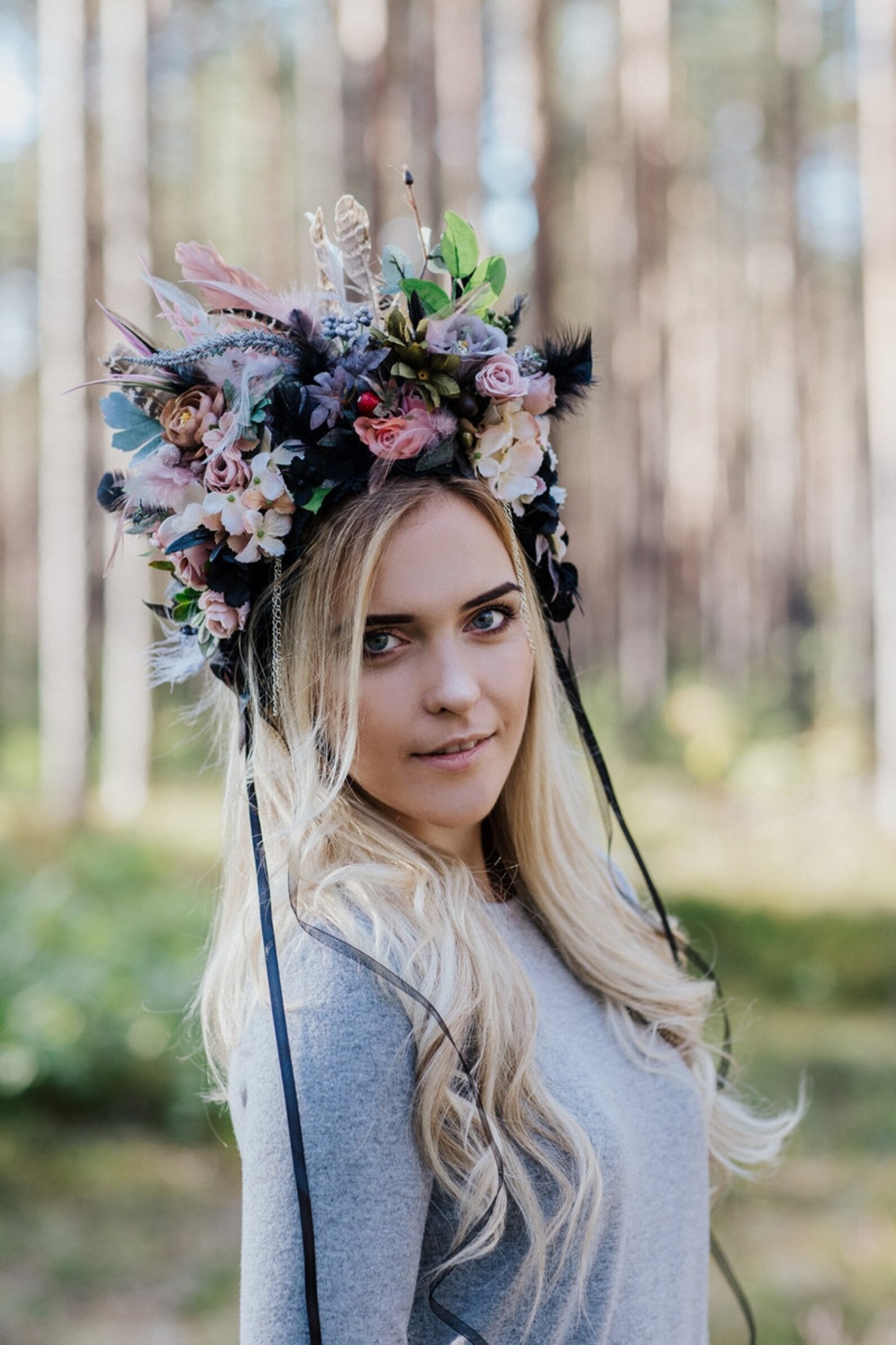 Large Flower Crown Bridal Crown Halloween Crown Photo Props - Etsy