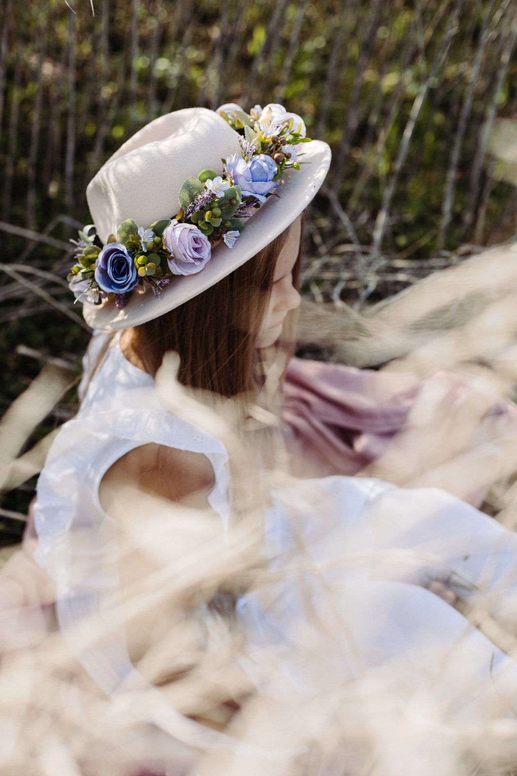 Girl Flower Crown Hat, Purple Flower Crown Wedding Girl, Girl Rose ...