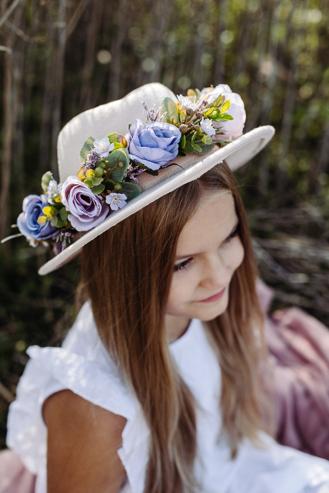 Girl Flower Crown Hat, Purple Flower Crown Wedding Girl, Girl Rose ...