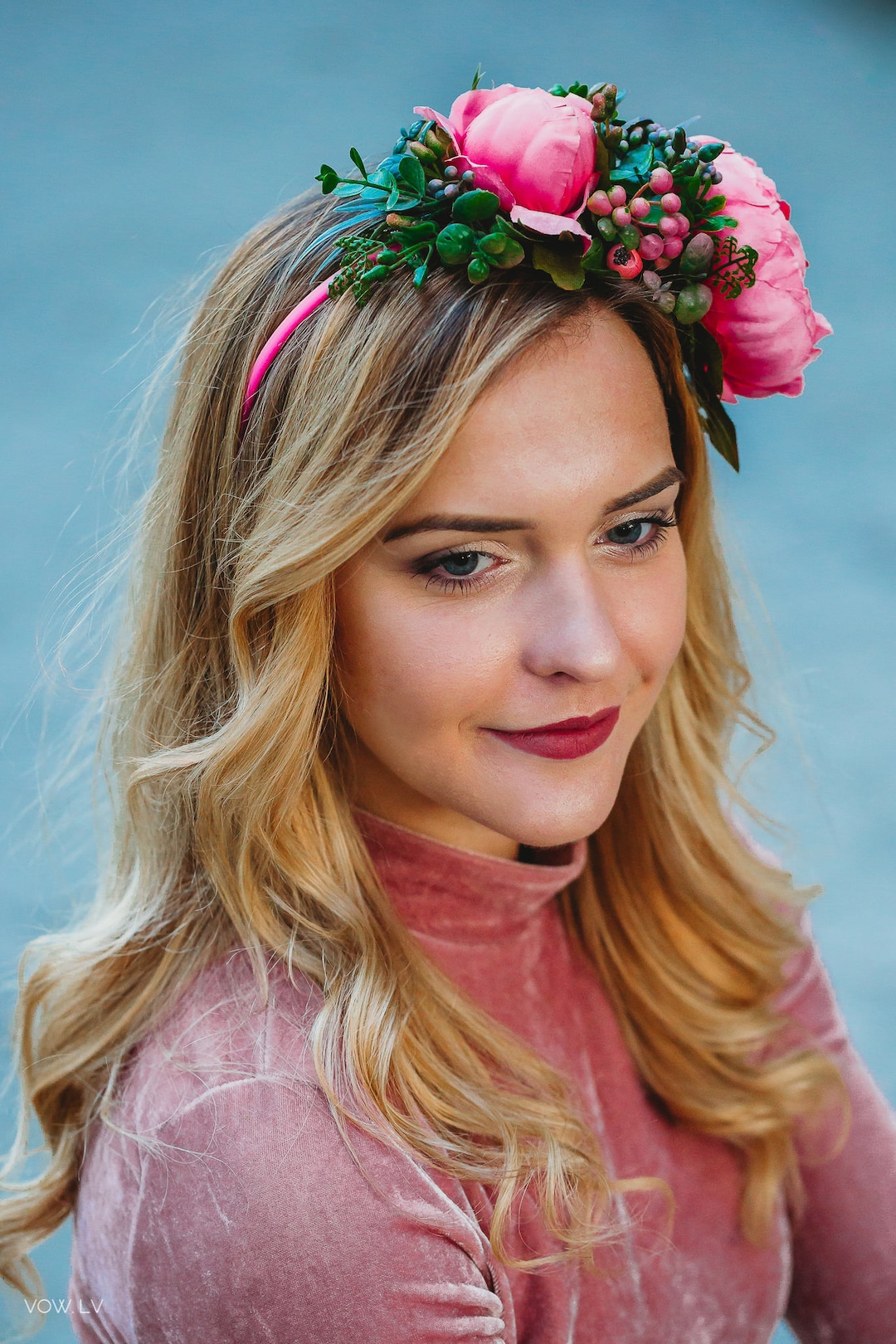 Flower Crown, Pink Flower Crown, Pink Flower Crown Adult, Pink Flower ...