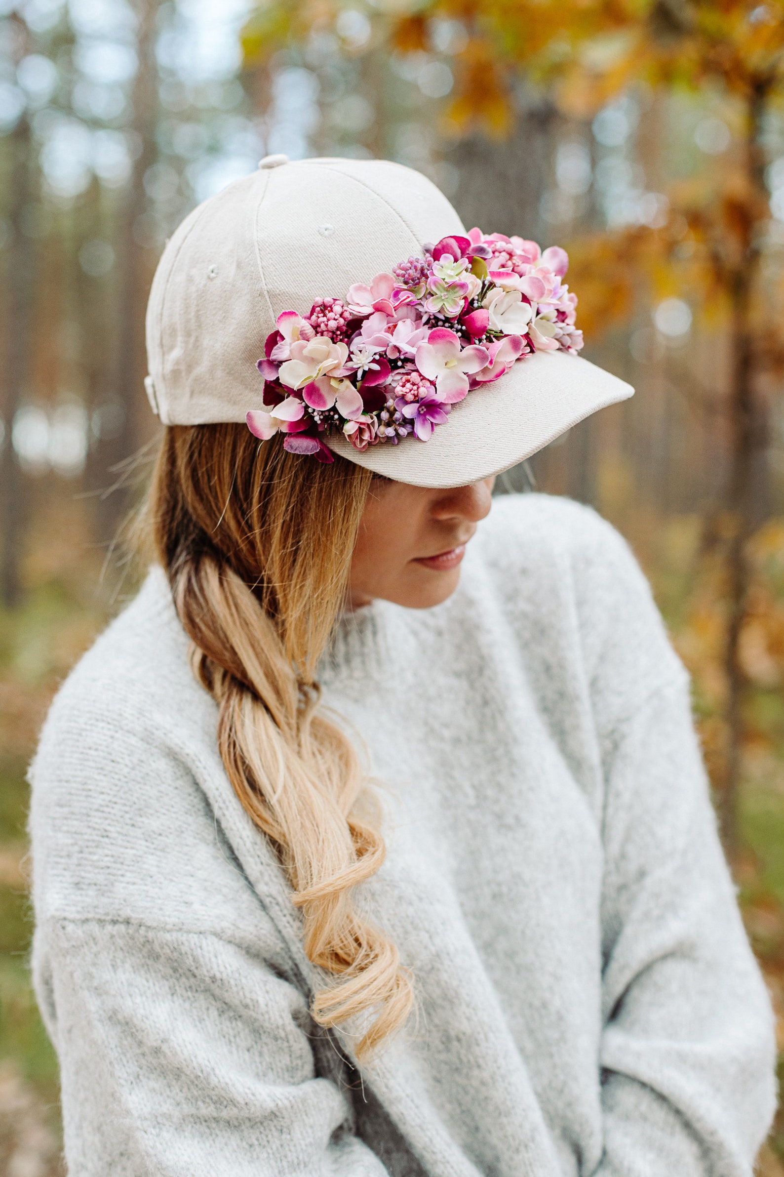 Sun Hat With Flowers Midsommar Flower Crown Baseball Hat | Etsy