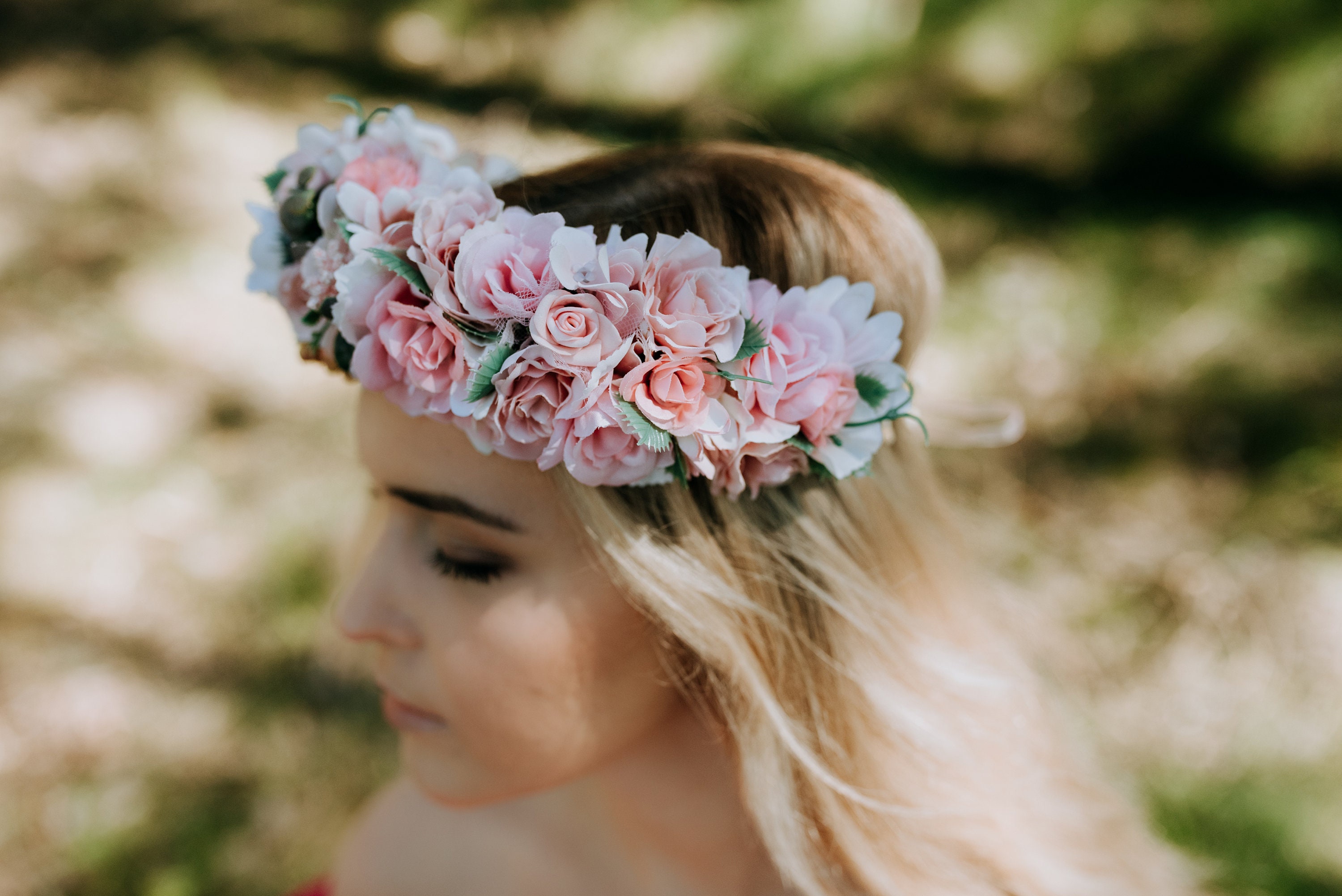 Blush Flower Crown - Pink Boho Crown - Wedding Crown - Pink Flower ...