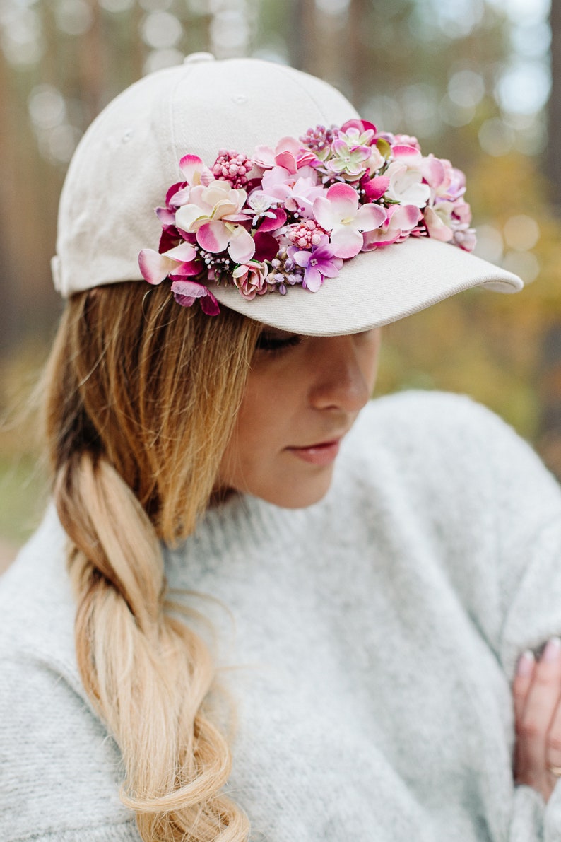 Sun Hat With Flowers Midsommar Flower Crown Baseball Hat | Etsy