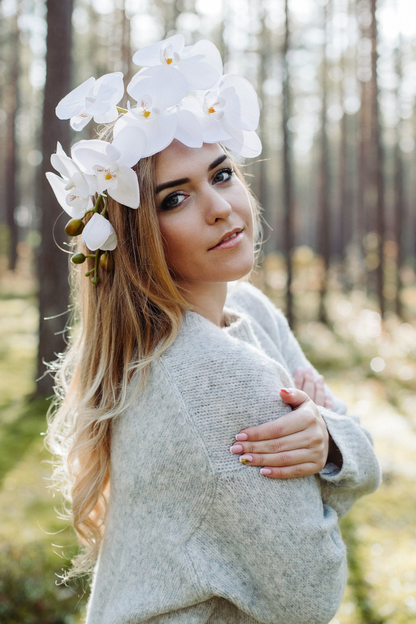 White Orchid Headband, White Orchid Fascinator, Flower Headband ...