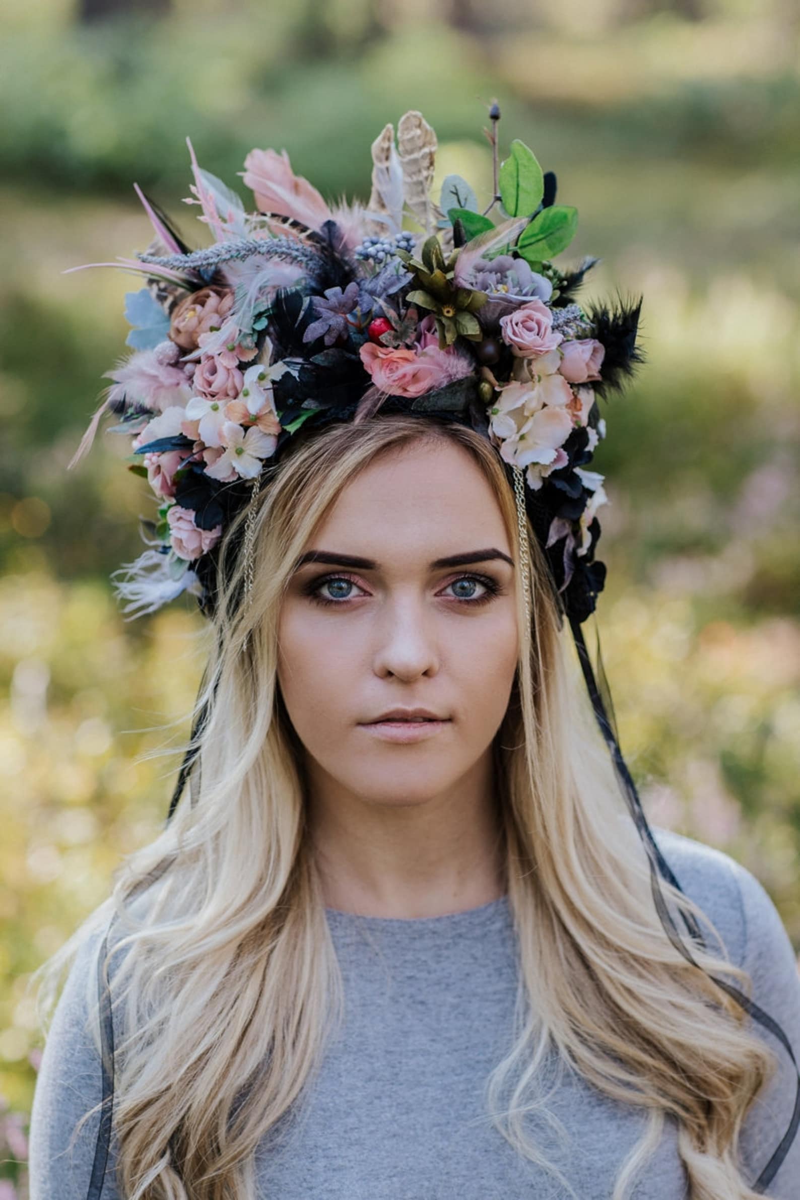 Large Flower Crown Bridal Crown Halloween Crown Photo Props - Etsy