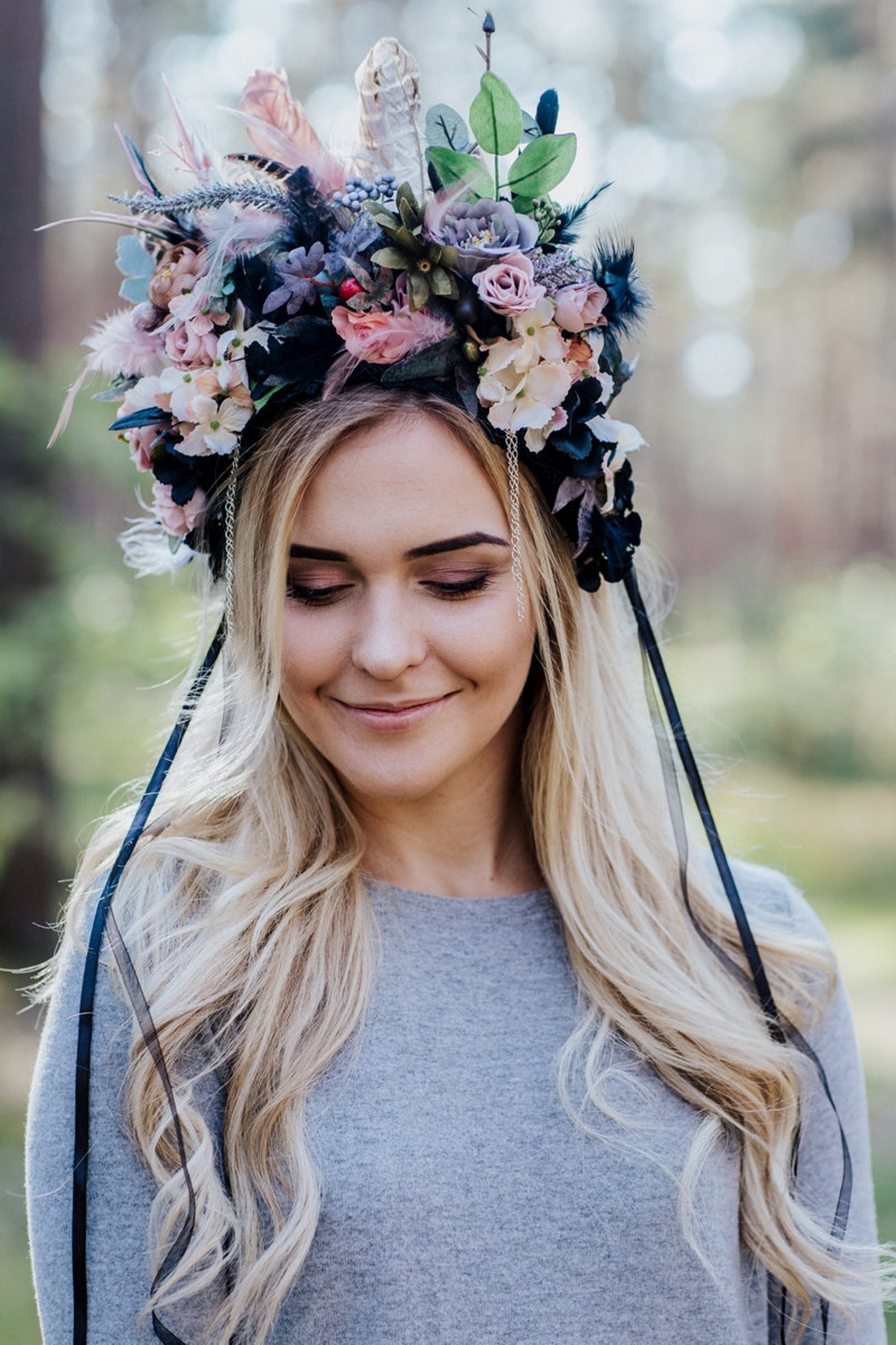 Large Flower Crown Bridal Crown Halloween Crown Photo Props - Etsy