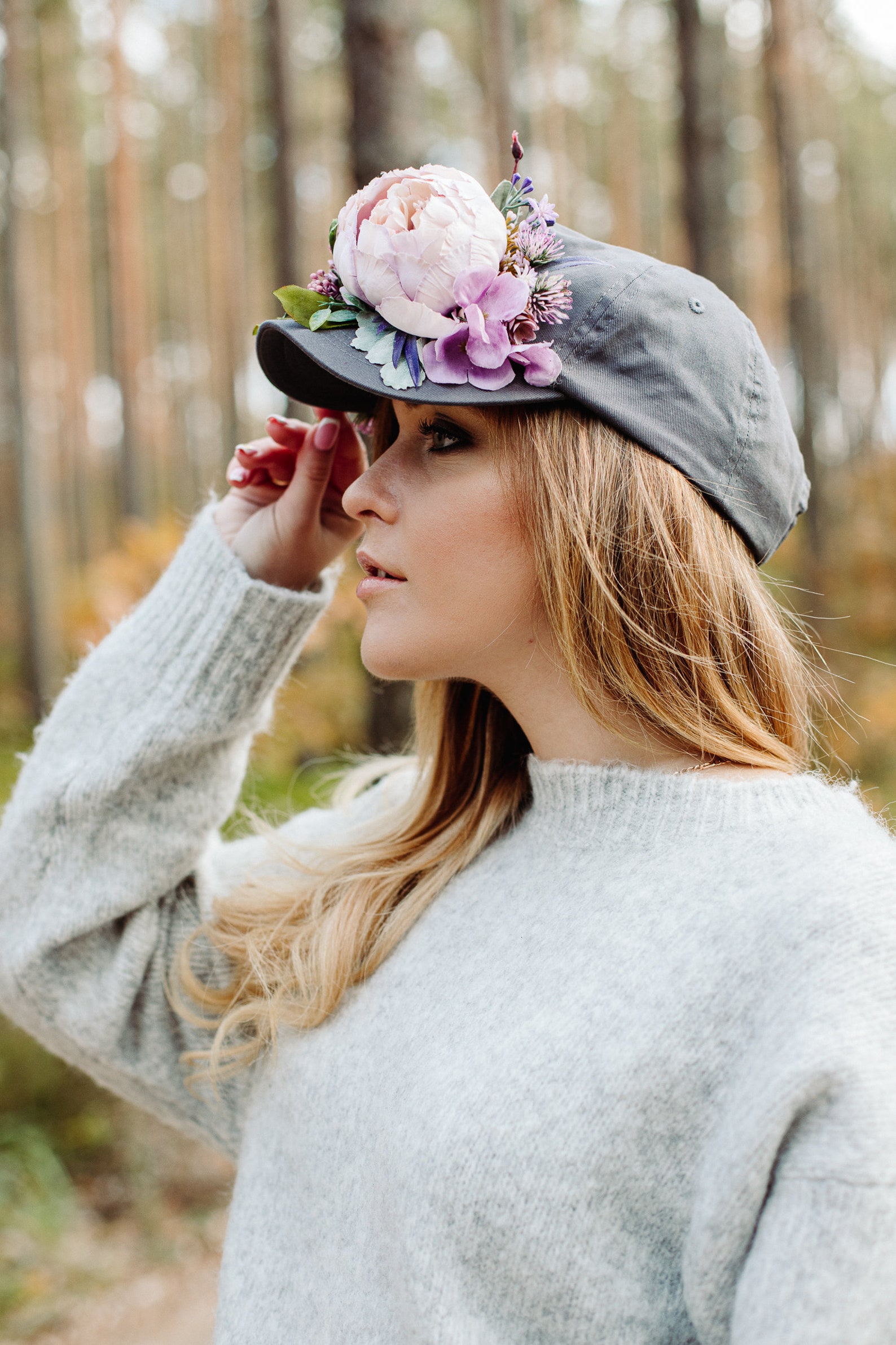 Sun Hat With Flowers Peony Bouquet Baseball Hat for Women | Etsy