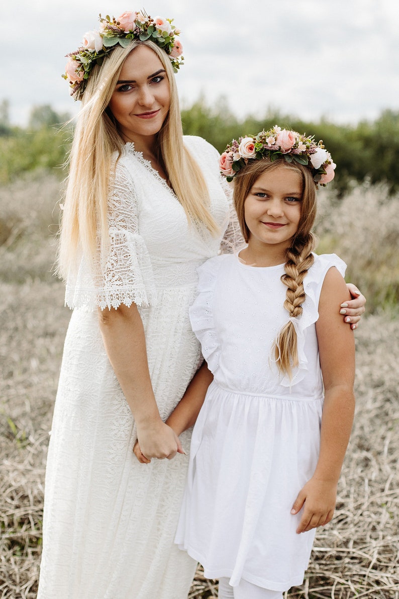 Pink Rose Flower Crown Mother Daughter Headband Flower - Etsy
