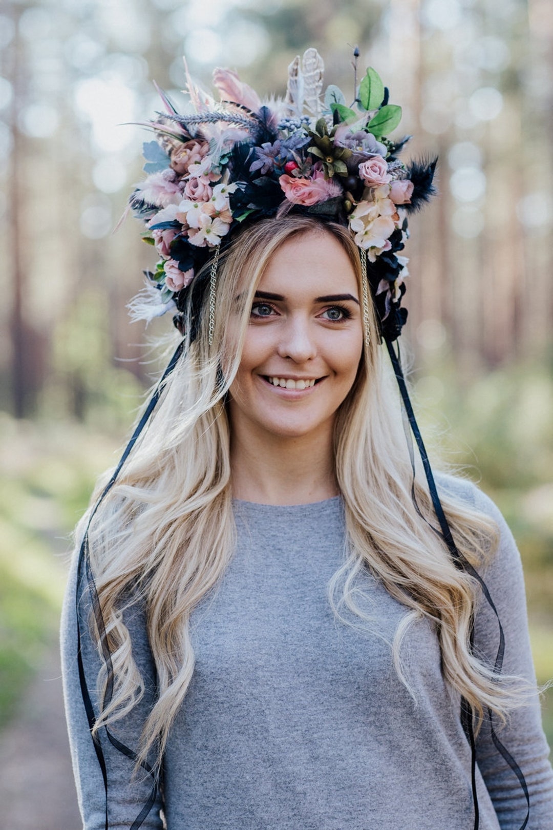 Large Flower Crown, Bridal Crown, Halloween Crown, Photo Props Crown ...