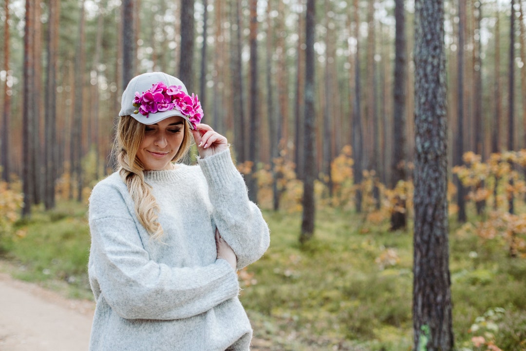 Purple Orchid Hat, Snap Back, Baseball Hat Women, Purple Orchid Crown ...