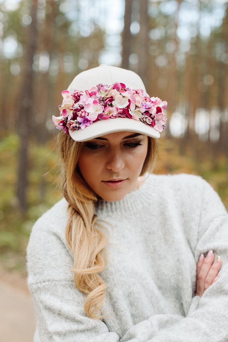 Sun Hat With Flowers Midsommar Flower Crown Baseball Hat - Etsy