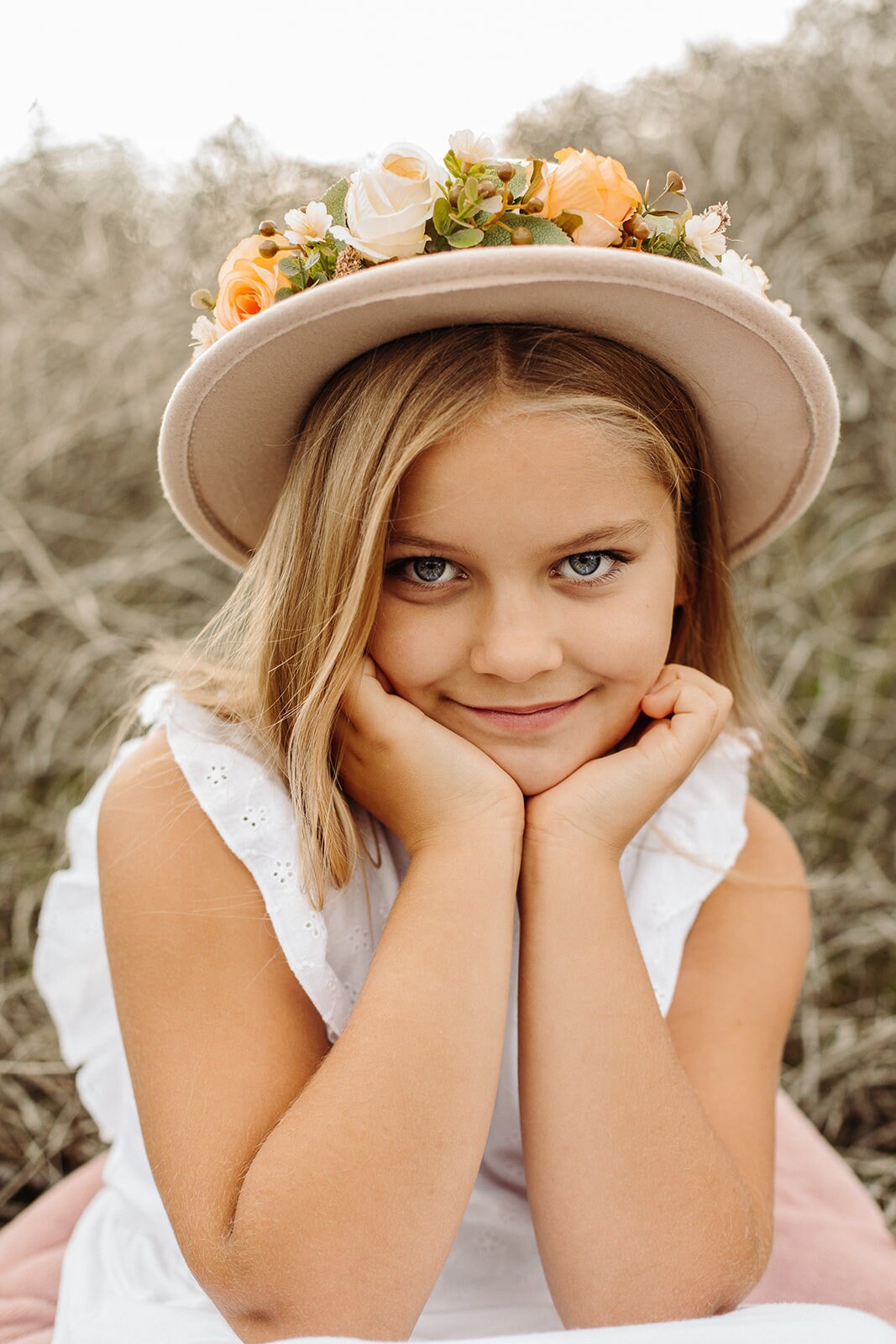 Fedora Hat, Girl Fedora Hat With Peach Flower Crown Girl, Girl Rose ...