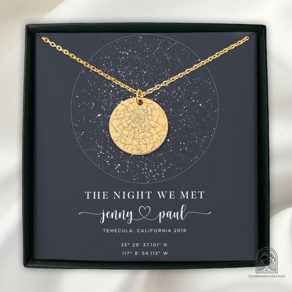 Engraved Star Map Necklace - Etsy
