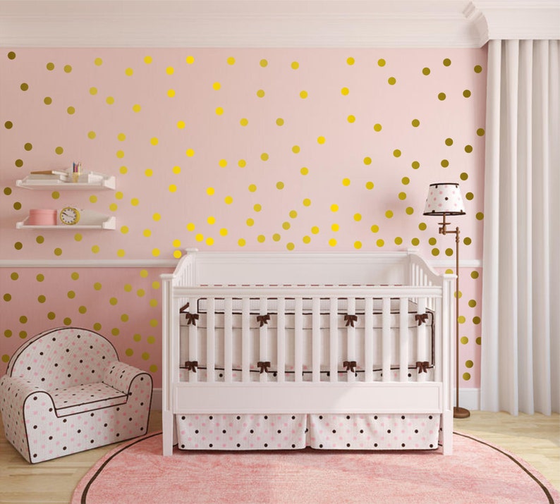 Metallic Gold Wall Decals Polka Dots Wall Decor 1 - Etsy