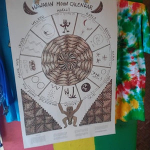 Vintage Hawaiian Moon Calendar Made by Native Hawaiian Artist.original ...