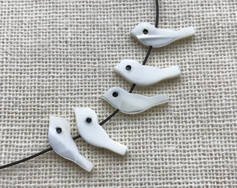 Shell Birdie Beads White MOP Bird Beads Natural Shell Animal Beads ...