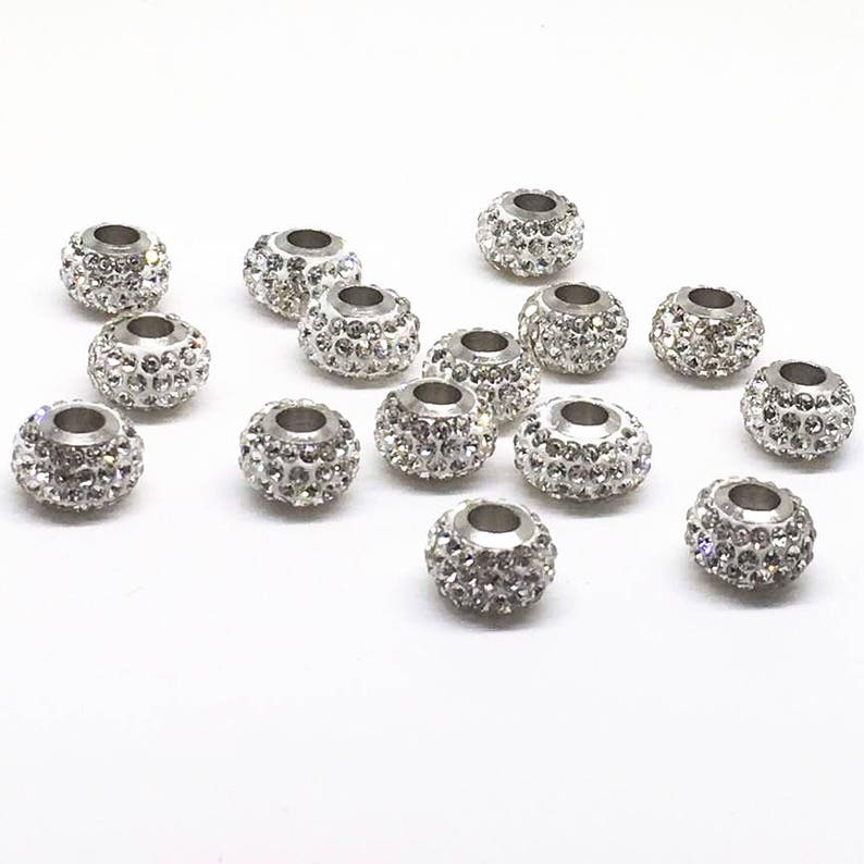 20pcs Rhinestone Beads European Bead Large Hole Bead - Etsy